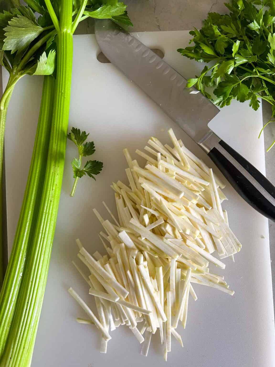Celery & Apple Salad with Toasted Walnuts - Eat All the Colors